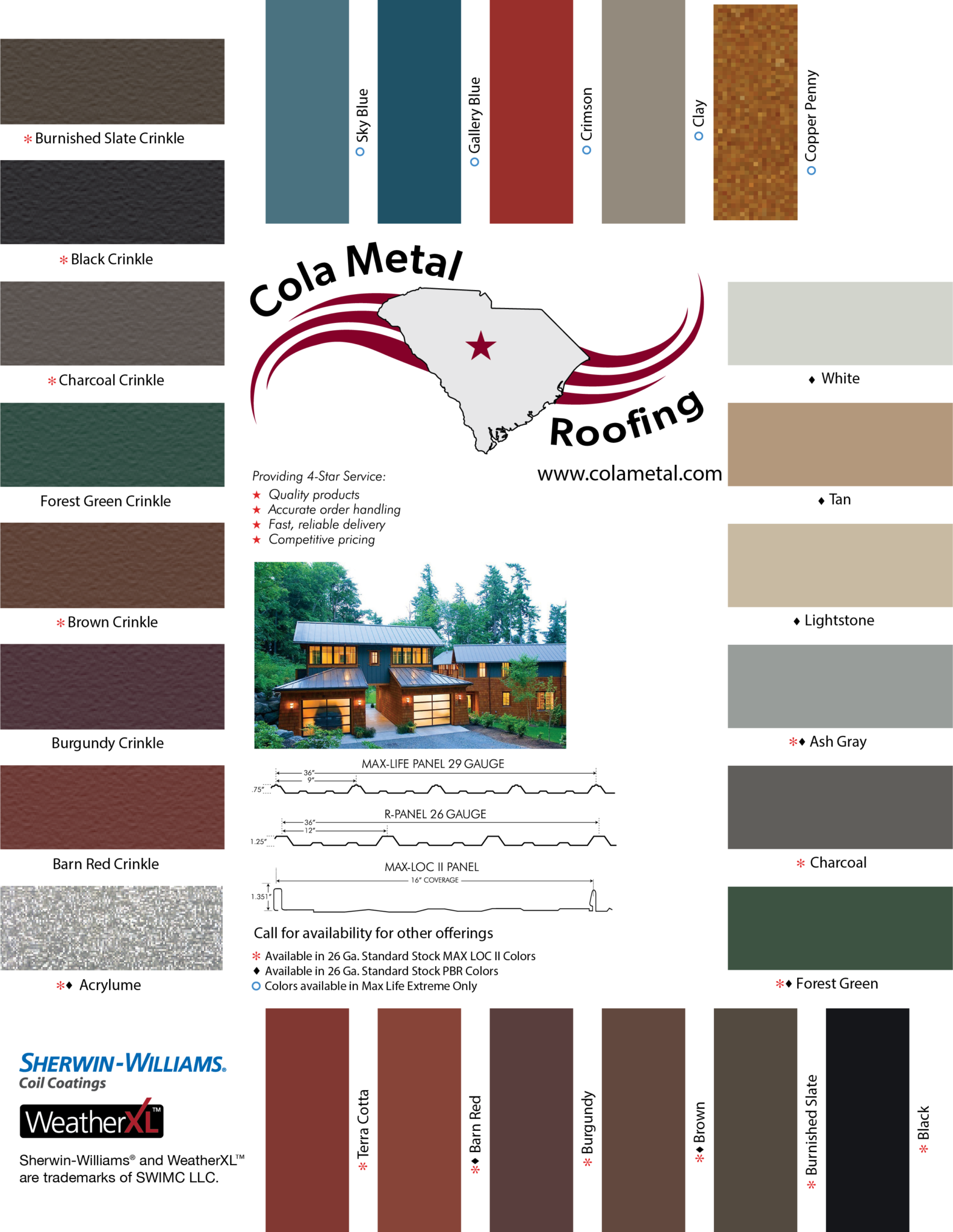 Color Chart – Cola Metal Roofing